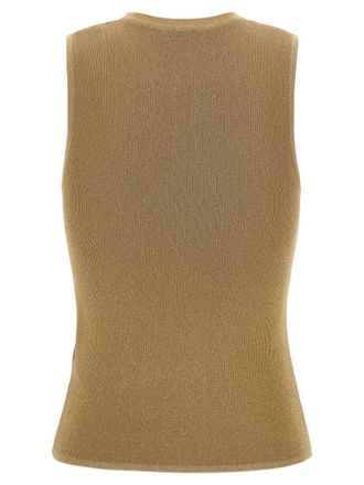 Max Mara Metallic-Ribbed Technical Tank Top - Gold
