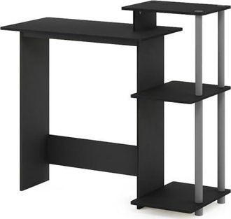 Furinno EFFICIENT Bureau DOrdinateur Gaming pour Bureau À Domicile, Salle DÉtude, Chambre DÉtudiant, Noir Uni