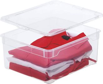 Rotho Clear Aufbewahrungsbox 18l mit Deckel, Kunststoff (PP) BPA-frei, transparent, 18l (40,0 x 33,5 x 17,0 cm)