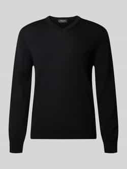Maerz Regular Fit Strickpullover aus reiner Schurwolle mit V-Ausschnitt