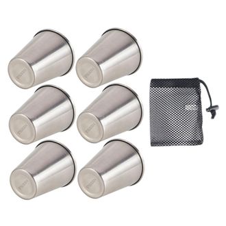 BESPORTBLE Schnapsbecher Edelstahl 6 St&uuml;ck 100 Ml Mit Aufbewahrungstasche Wiederverwendbar Campingbecher F&uuml;r Reisen Outdoor Bar Und Zuhause