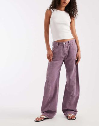 Free People jean taille basse Highland &agrave; noeud violet froid