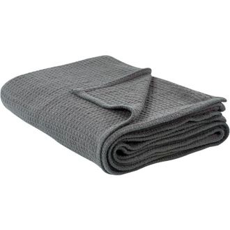 Beliani Tagesdecke Dunkelgrau aus Baumwolle 220 x 200 cm Waffelpique Modernes Design Wohnaccessoires f&uuml;r Bett Sofa Schlafzimmer Wohnzimmer