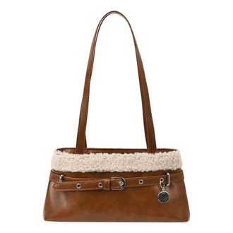 Generic Kexpery Sac &agrave; &eacute;paule femme en PU et laine dagneau style Y2K petite sacoche vintage pour voyage, travail, automne hiver