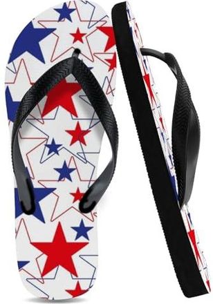 Generic Tongs unisexes pour femme, sandales de piscine &agrave; semelle plate pour homme, sandales de salle de bain ou de douche, cadeau de remerciement, Rouge Bleu 