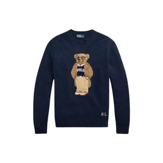 Polo Ralph Lauren B&auml;r Jacquard Strickpullover - - Knitwear - Herren - Blau - M