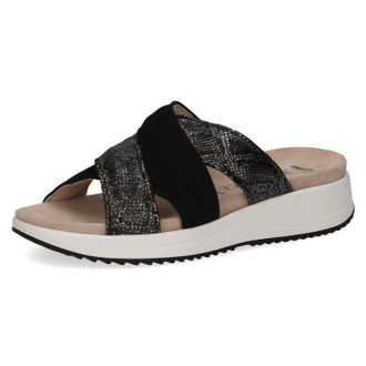 Caprice Damen Pantoletten aus Leder Glitzer, Schwarz (Black Comb), 41 EU