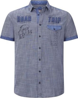 Jan Vanderstorm Homme Chemise À Manches Courtes Nattfari Bleu, XL - 43/44