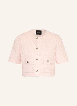 Maje Tweed-Jacke Mit Schmucksteinen Und Glitzergarn pink