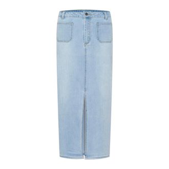 Kaffe Femme, Jupes, Bleu, Taille: 36 FR Jupe en Denim Bleu Clair Lav&eacute;