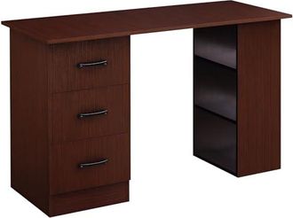 HOMCOM Bureau dordinateur r&eacute;versible avec 3 tiroirs et 3 &eacute;tag&egrave;res Ouvertes, 120 x 49 x 72 cm, Bureau avec Rangement, Style Moderne, Table Informatique pour C