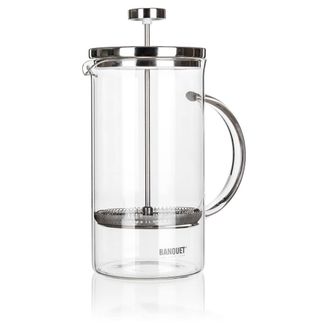 Banquet Bankett Edelstahl French Press Kaffeemaschine und Borosilikatglas, transparent/Silber, 1 Liter