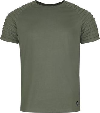 RED by EMP Homme T-Shirt Basique Vert Olive avec Plis d&eacute;coratifs sur Les Manches XL