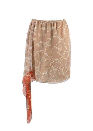 Chanel Vintage Silk Chiffon Camellia-Print Skirt Size S