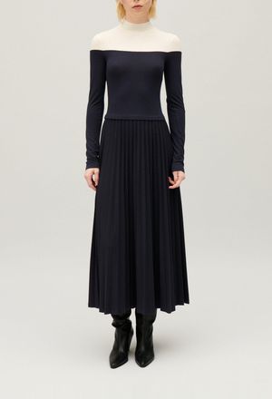 Claudie Pierlot Langes plissiertes Twistkleid dreifarbig