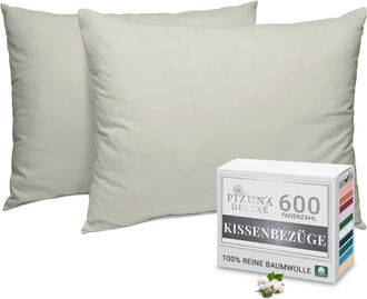 Pizuna Luxuriöser Soft-Satin 2er Pack Kissenbezug 70 x 90 cm Antikes Silber, 600 Fadenzahl Baumwolle Kissenbezüge, 100% Langstapel Baumwolle Kissenbezug (Ant