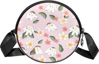 Generic Sac &agrave; bandouli&egrave;re circulaire pour femme, motif lys de dessin anim&eacute;, petit sac &agrave; dos &agrave; bandouli&egrave;re avec fermeture &eacute;clair, bretelles r&eacute;glables, sac &agrave; ma
