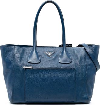 Prada Hobo Bags - Vitello Daino Front Pocket Open Convertible Tote - Gr. unisize - in Blau - für Damen