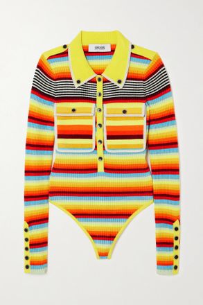 Christopher John Rogers Body En Mailles C&ocirc;tel&eacute;es &Agrave; Rayures - Multicolore
