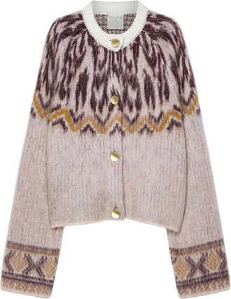 Forte_Forte Femme, Pulls, Multicolore, Taille: 38 FR Cardigan Rose en Jacquard
