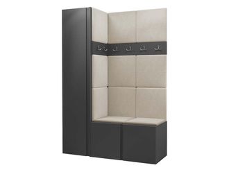 Mirjan24 Garderoben-Set Monati IX, Kleiderschrank, Schuhschrank mit 6 F&auml;cher, 2X Kleiderhakenbrett, Gepolstertes Paneel/Wandpaneel, 8 Doppelhaken, Flurgarderob