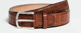Reptiles House Basar - Krokodil-Print Ledergürtel - Tabak