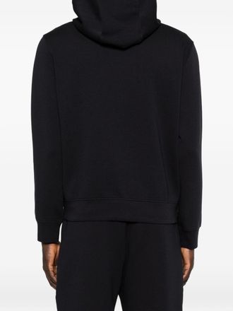 Emporio Armani Embroidered-Logo Cotton Hoodie - Black