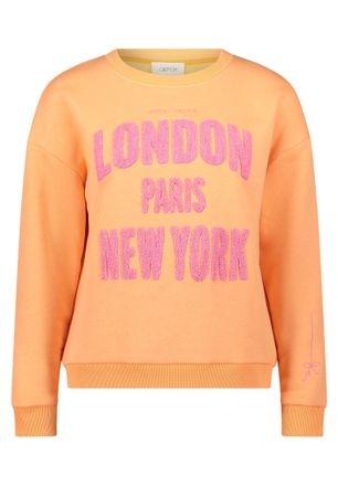 Cartoon Damen Sweatshirt mit Rippb&uuml;ndchen 42, Patch Orange/Pink