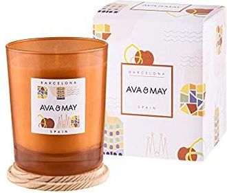 Ava & May Bougie parfum&eacute;e Barcelone (180 g) - Bougie vegan aux notes fruit&eacute;es et sucr&eacute;es de framboise, jasmin et sucre candi - Bougie artisanale relaxante