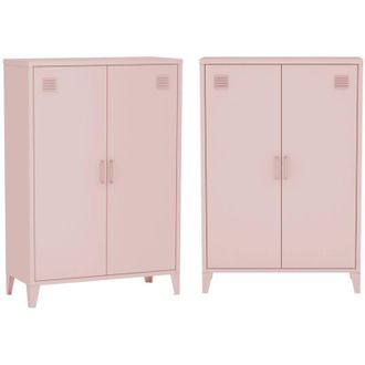 Sweeek 2er-Set Kommoden/Schr&auml;nke aus Metall mit 2 T&uuml;ren