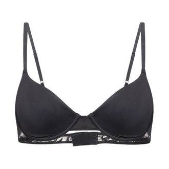 Wolford Soutien-gorge demi-bonnet &agrave; armatures flexibles en microfibre avec d&eacute;tails en dentelle - Femme - Sous-v&ecirc;tements - Noir - Taille: 95C FR
