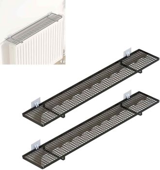 Generic 2 Heizungsregal Ohne Bohren, Metall, Tragkraft 25 Kg, Heizk&ouml;rperverkleidung F&uuml;r Maximale Platzausnutzung, Ausgeh&ouml;hltes Design(Black,55x15cm/21.7x6in)