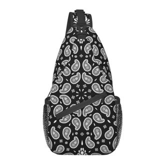 AOOEDM Anti-Diebstahl-Schultertasche, für Schwarz-Weiß-Paisley, Schulter-Crossbody-Rucksack, wasserdichte Brusttasche, Leichter, lässiger Tagesrucksack für R