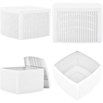 vidaXL Beistelltisch Wei&szlig; 54&times;54&times;36,5 cm Kunststoff - Beistelltisch - Gartentisch - Rattan Tisch - Outdoor M&ouml;bel - Balkon Deko - Home & Living