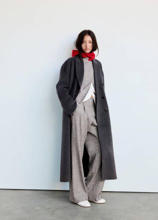 Mango Pantalon droit &agrave; carreaux marron - Femme - 34 - MANGO