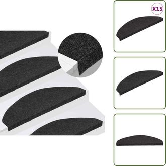 vidaXL Vidaxl - Tapis descalier autocollants 15 pcs 65x22,5x3,5 cm Noir - Tapis Descalier - Tapis Antid&eacute;rapant - Protection Escalier - D&eacute;coration Escalier
