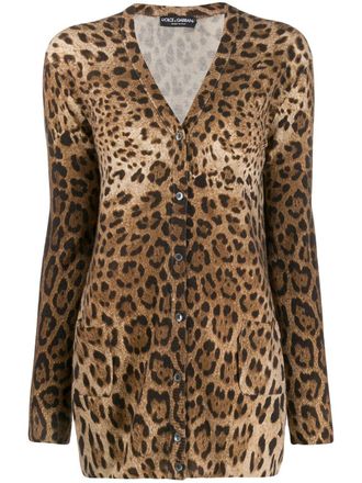 Dolce & Gabbana Cardigan mit Leoparden-Print - Braun