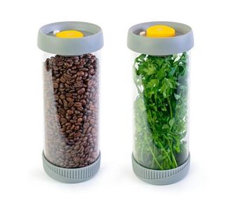 Pika | Lot de 2 bocaux sous vide en verre 1,5L | Couvercle avec mise sous vide intégrée | Boîte de rangement alimentaire hermétique | café, céréales, biscu