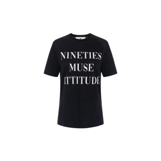 Elisabetta Franchi Femme, Tops, Noir, Taille: 38 FR T-shirt en jersey de coton avec lettrage