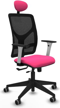 Piqueras y Crespo Schreibtischstuhl mit wei&szlig;en und schwarzen Armlehnen, h&ouml;henverstellbarer Lendenwirbelst&uuml;tze und festem Kopfteil, ausgestattet mit Syncro/Traslack. Sch