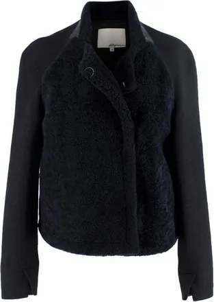 3.1 Phillip Lim 3.1 Phillip Lim Black & Midnight Blue Shearling Wool Jacket Size XS