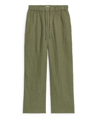 Arket Leinenhose Mit Schnürung -Grün
