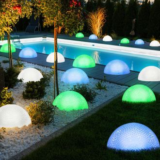 ETC Shop Lot de 18 lampes led d&eacute;coratives de jardin demi-sph&egrave;re effet lampes IP44 projecteurs ext&eacute;rieurs