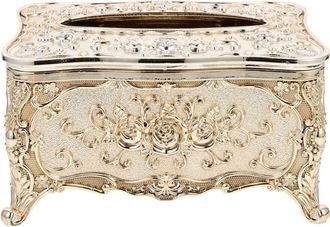 Angoily Luxuri&ouml;se Rosen-Taschentuchbox Acrylhalter-Abdeckung Rose Im Europ&auml;ischen Stil Geschnitzt Luxuri&ouml;se Taschentuchbox-Abdeckung Vintage-Taschentuchhalter