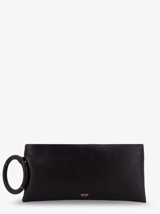 Tom Ford Aura leather clutch bag with lettering logo on the front - TOM FORD - gender_Woman
