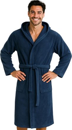 Morgenstern Bademantel Herren Kapuze Frottee 100% Baumwolle OEKO-TEX Lang Cadiz Marine XXL
