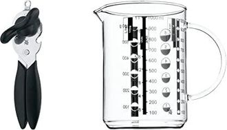 WMF Dosenöffner mit Kapselheber 20 cm, Kunststoff, Cromargan Edelstahl spülmaschinengeeignet & Gourmet Glas Messbecher 1,0l, hitzebeständiges Glas, Skalie