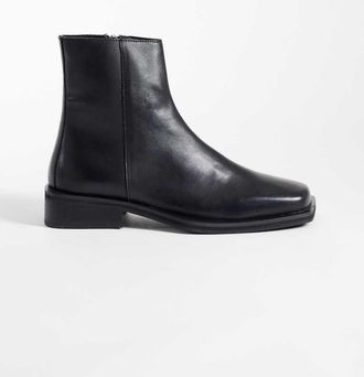Asos Chelsea-Boots mit eckiger Spitze aus schwarzem Leder