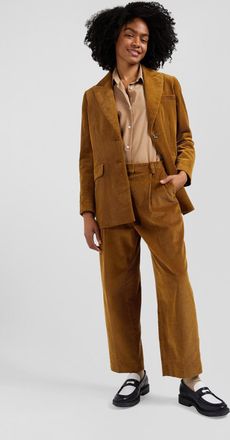 Eden Park Pantalon En Velours C&ocirc;tel&eacute; Camel &Agrave; Carreaux Coupe Modern