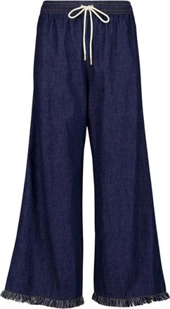 Zimmermann Femme, Pantalons, Bleu, Taille: 42 FR Rhiannon Fringe Wide Leg Pantalons
